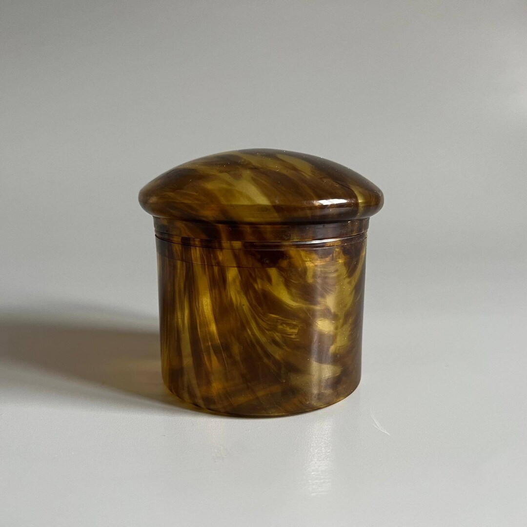 Vintage Bakelite Early Plastic Faux Tortoiseshell Vanity Pot With Lid ...