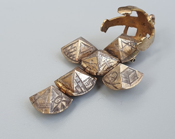 Vintage 9ct Gold Plated Masonic Orb Pendant Puzzle Necklace Gold Plated ...