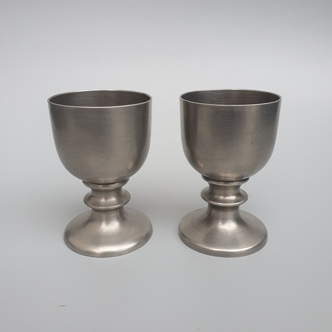 Vintage Swedish Pewter Goblets Shot Ljung Uti Lund Glasses Viking Pagan ...