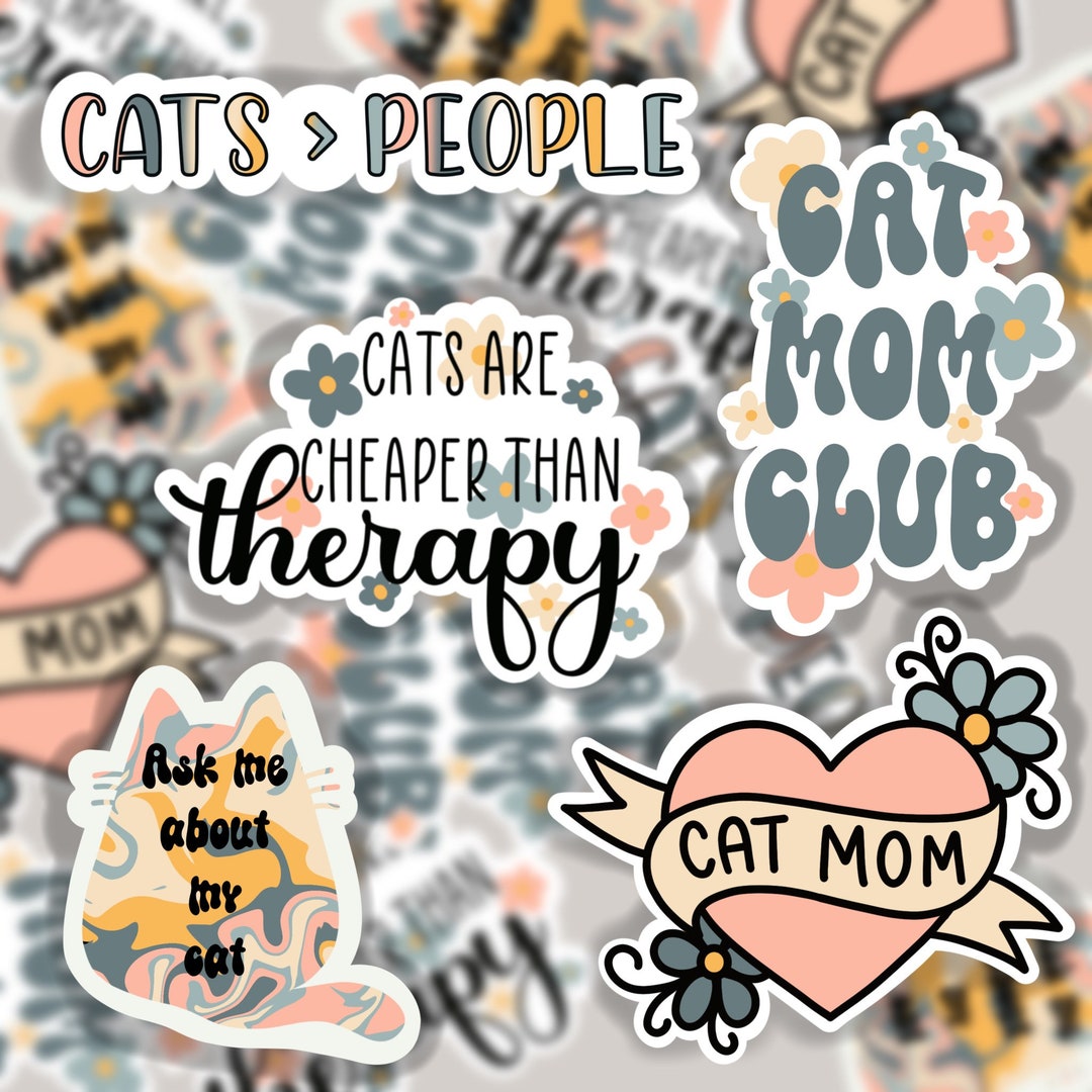Cat Mom Stickers | Cat Mom Sticker Pack | Cat Mom Club | Laptop Decal ...