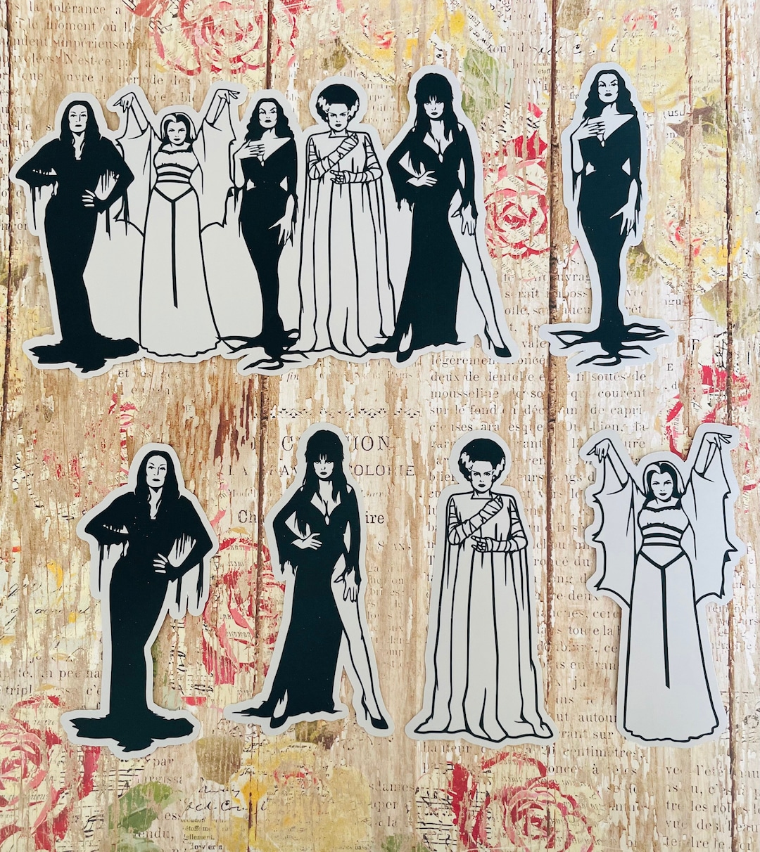 Horror Queens Stickers! Elvira Morticia Vampira Horror Movie Shows ...