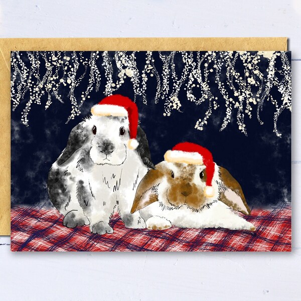 Bunny Christmas Card - Etsy