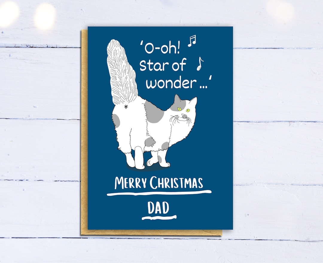 Funny Dad Christmas Card. Rude Dad Christmas Card. Cat Bum Joke ...