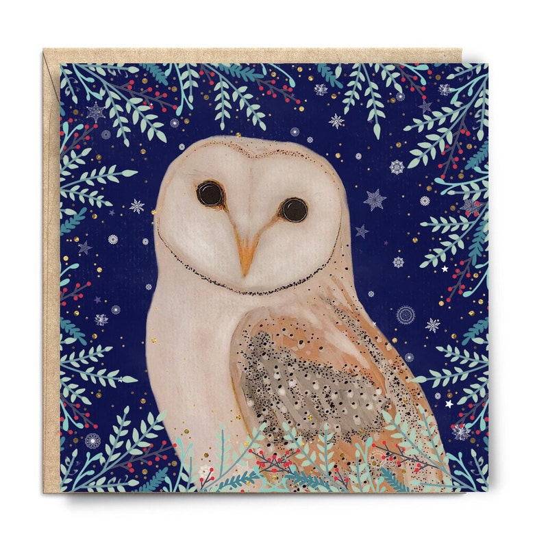 Owl Christmas Card - Etsy