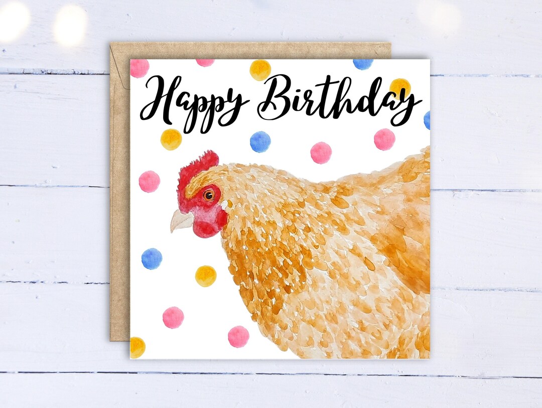 Beautiful Buff Orpington Hen Birthday Card. Chicken Lover Birthday Card ...