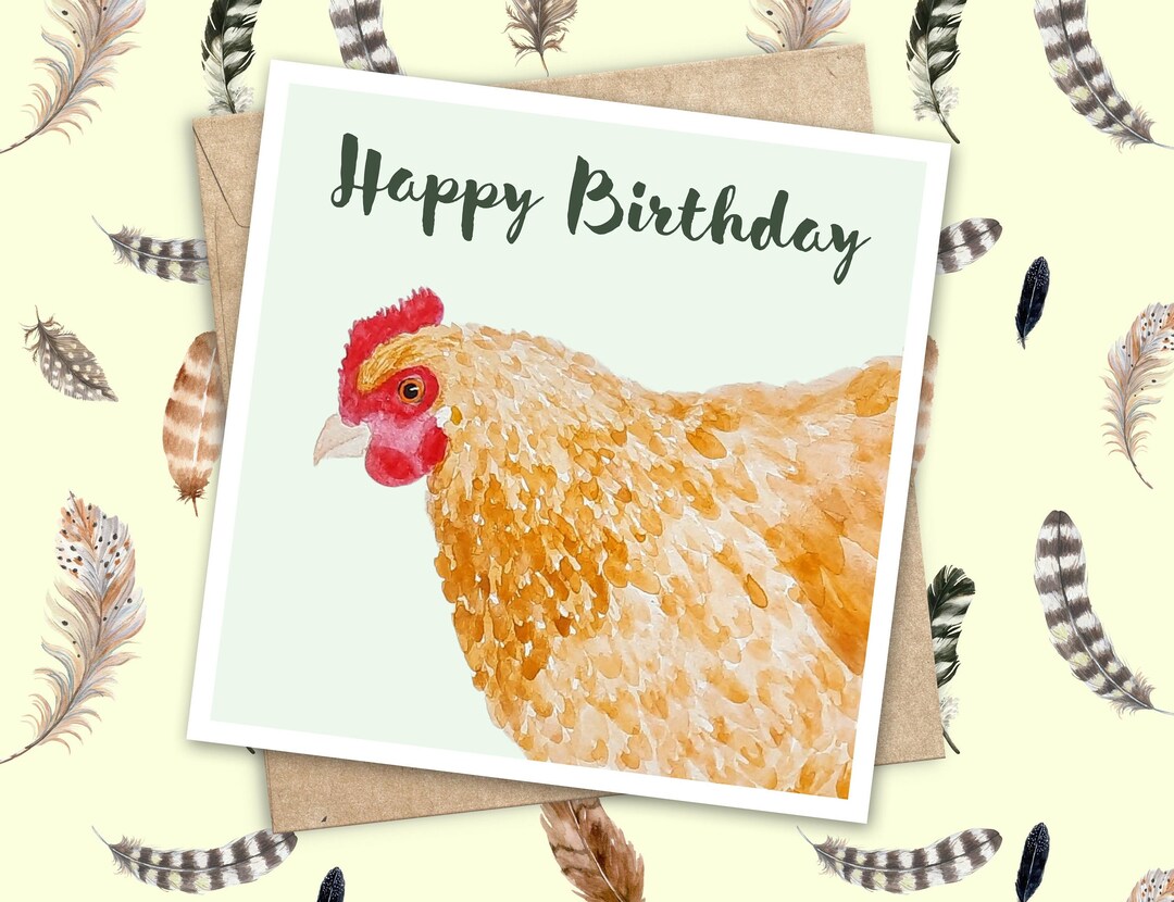 Buff Orpington Hen Birthday Card. Chicken Birthday Card. Chicken Lover ...