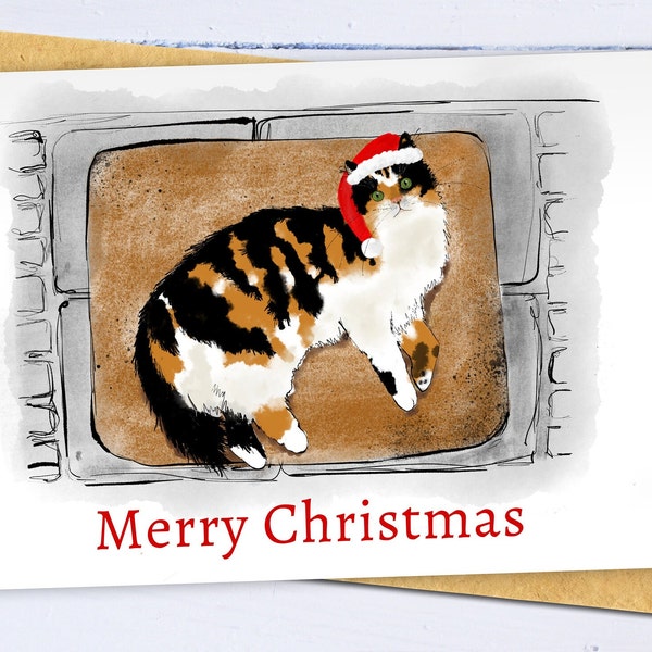Cat Christmas Card - Etsy