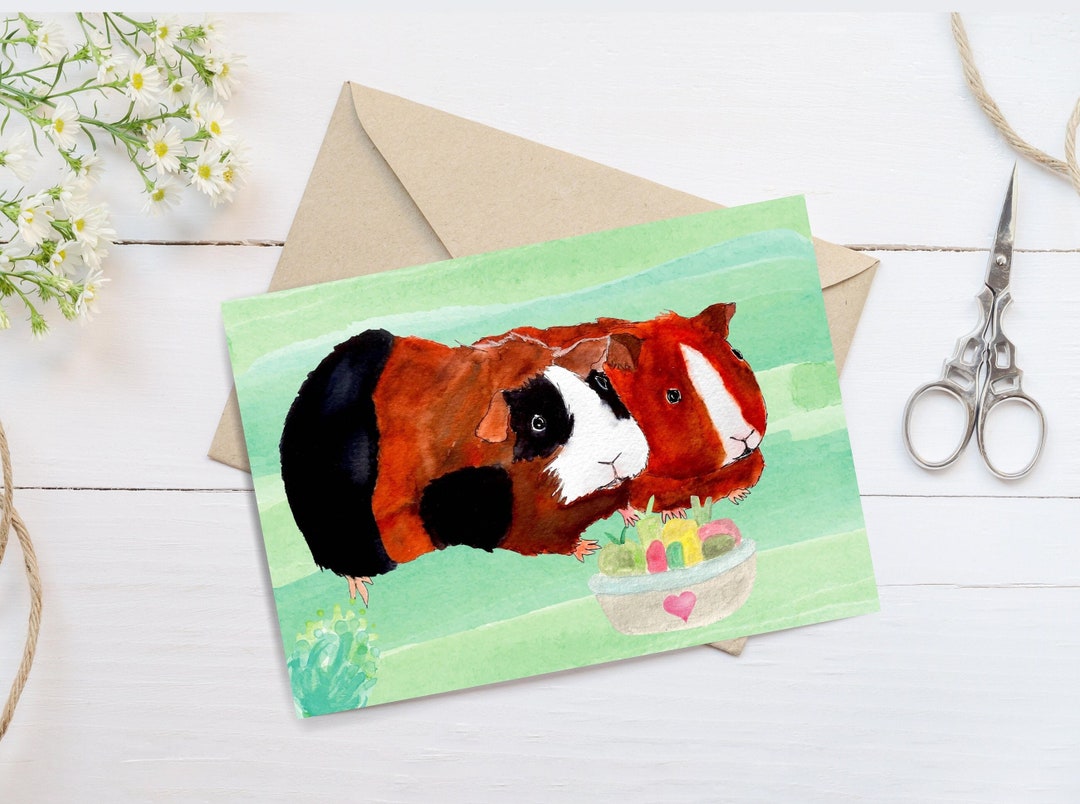 Guinea Pig Valentines Card: Watercolor Art Card - Etsy