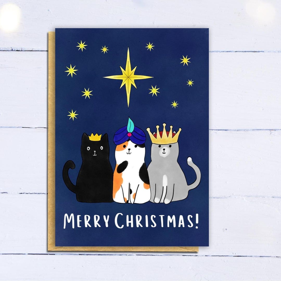 Cute and Funny Cat Christmas Card. Cat Nativity Scene. - Etsy