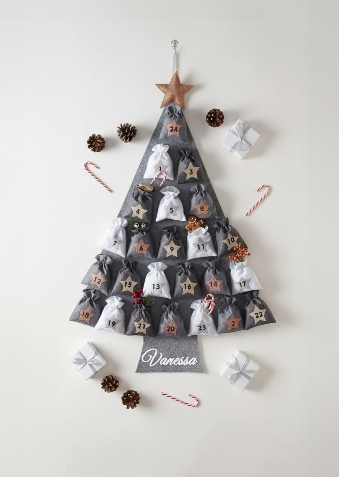 Advent Calendar Wood Personalized Large to Fill With 24 Fabric Bags ...