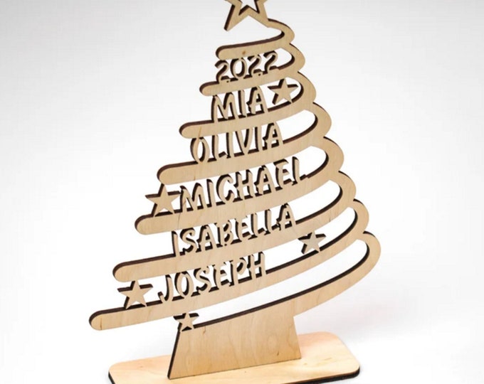 Personalized Christmas Tree Wooden Christmas Tree Decorations With Name ...