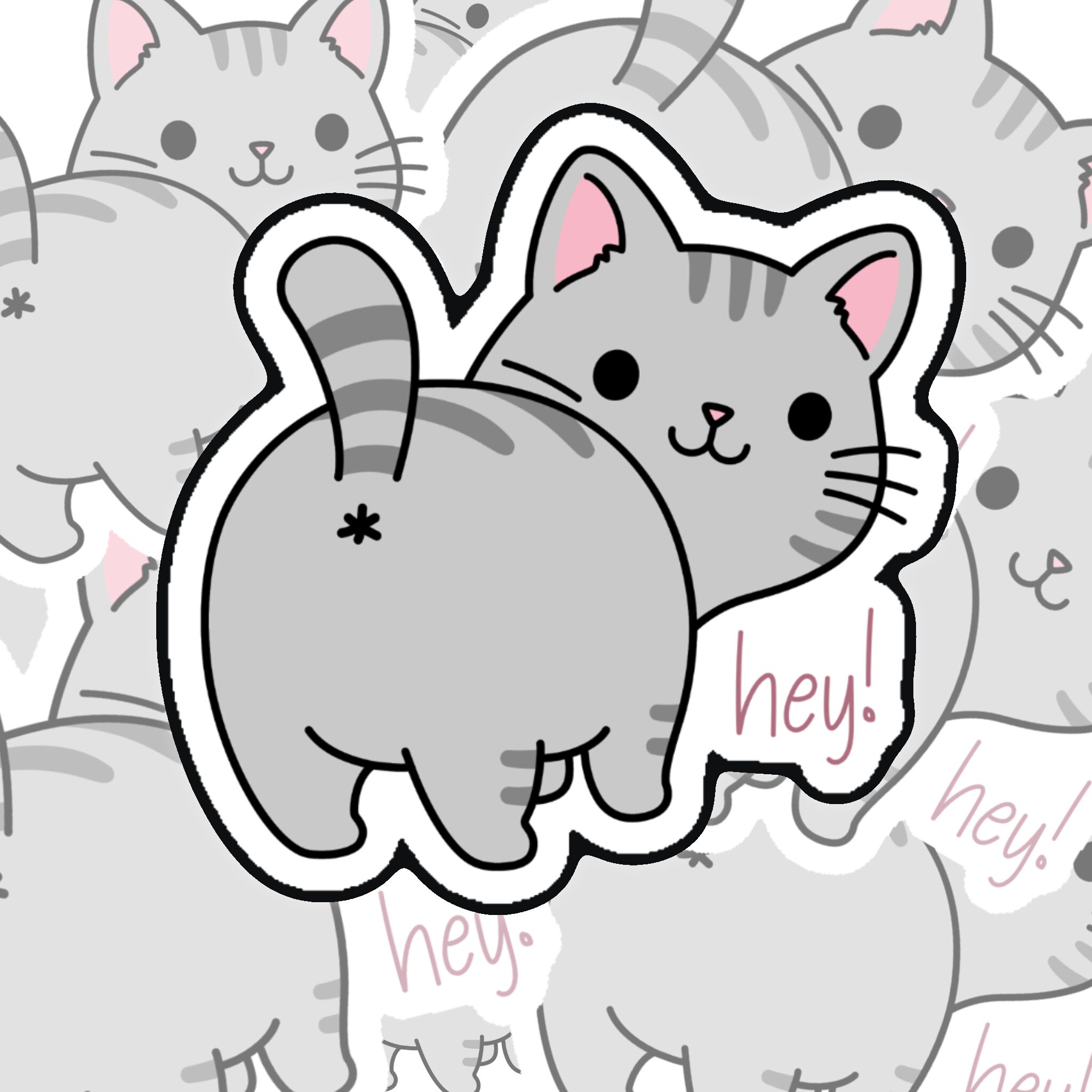 2 Hey Kitty Cat Waterproof Decal Sticker Perfect for Laptops ...