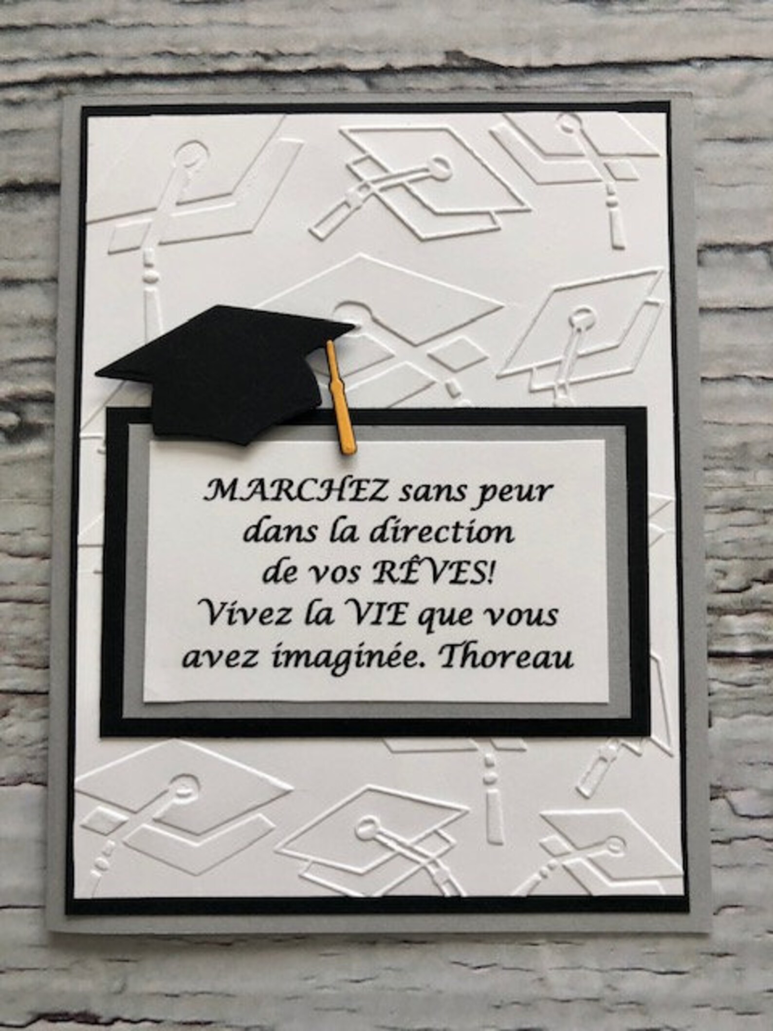 FRENCH Handmade Graduation Card With Quote, Congratulations Card ...