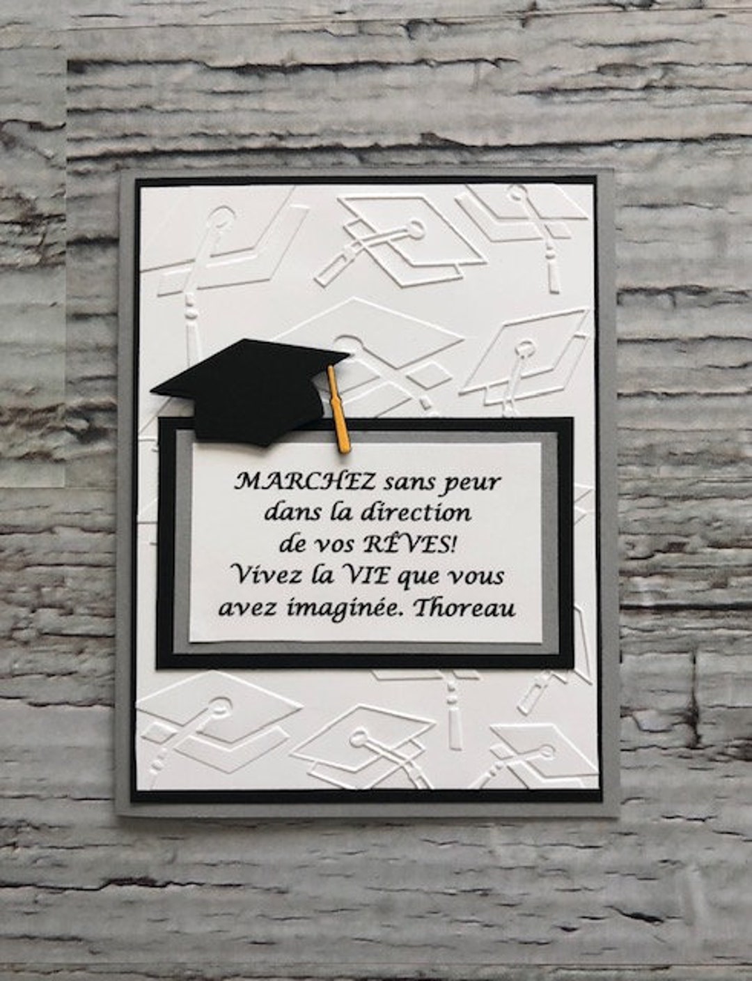 FRENCH Handmade Graduation Card With Quote, Congratulations Card ...