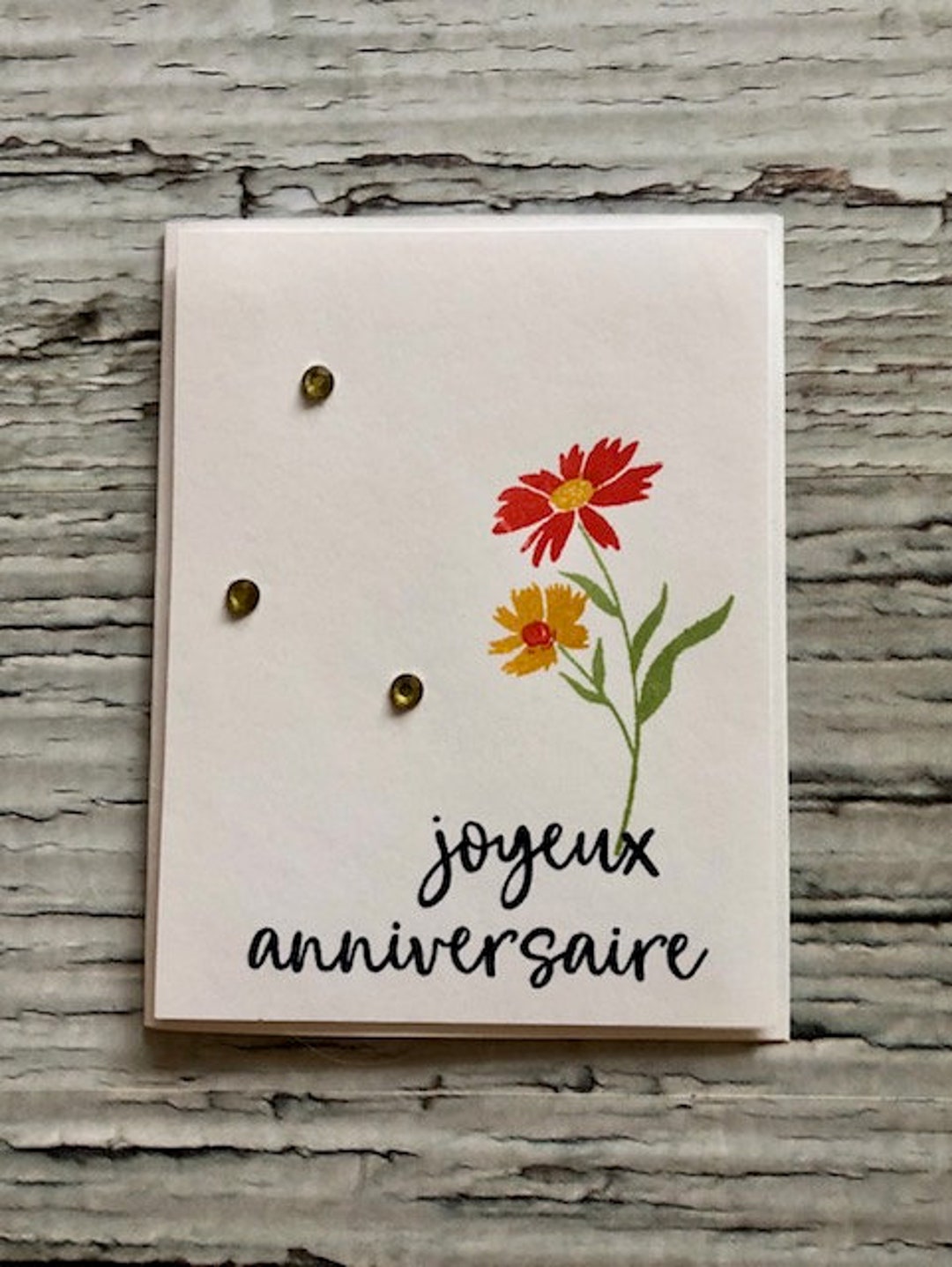 FRENCH Handmade Birthday Card, Carte De Fête En Français, Birthday Card ...