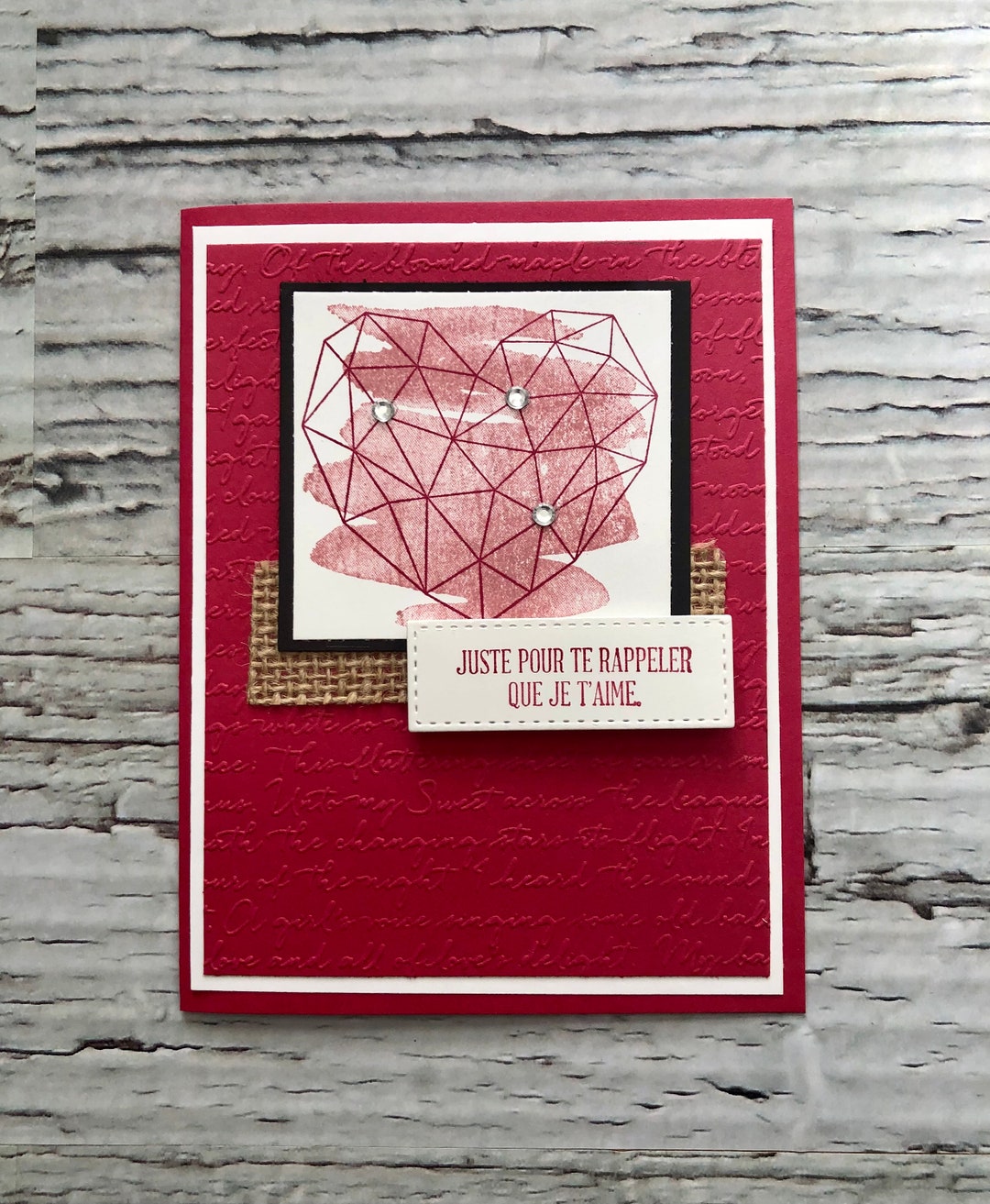 FRENCH Handmade Valentine's Day Card, Romance or Anniversary Card ...