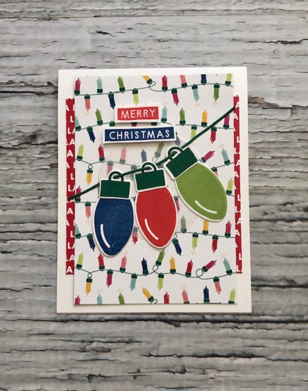 Handmade Christmas Card, Card With Christmas Light Bulbs - Etsy