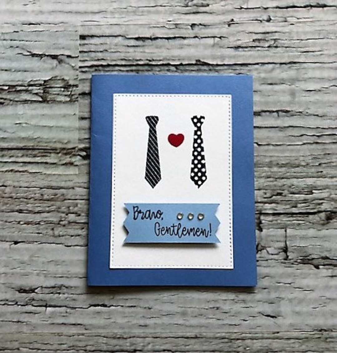 Handmade Same Sex Wedding Card Gay Wedding Card Bravo Gentlemen
