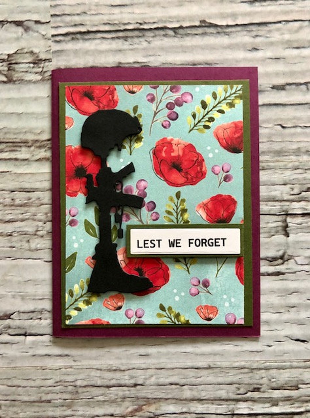 Handmade Card for Remembrance Day, Military Card, Lest We Forget Card ...