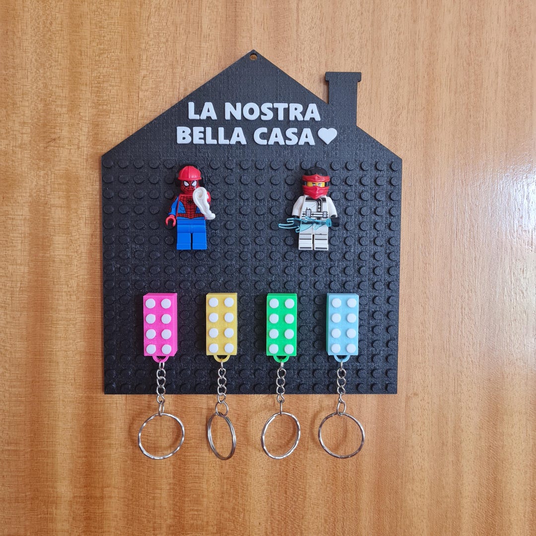 LEGO Compatible Key Holder Custom Brick Keychains Fun Wall Organizer ...
