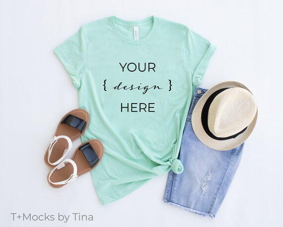 Photography 3001 HEATHER MINT Shirt Mock Up Blank Shirt Mockup 3001 ...