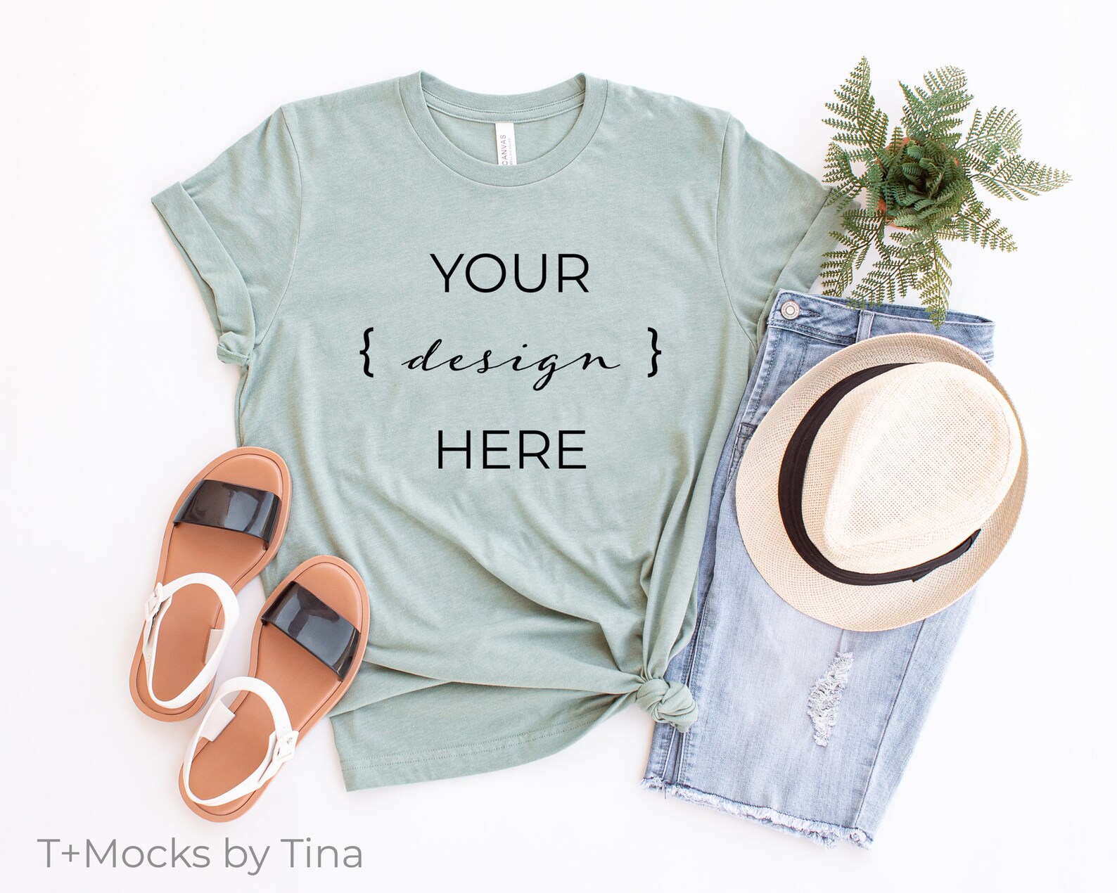 Heather Dusty Blue T-shirt Mockup | Bella Canvas 3001 T-shirt Flat Lay ...