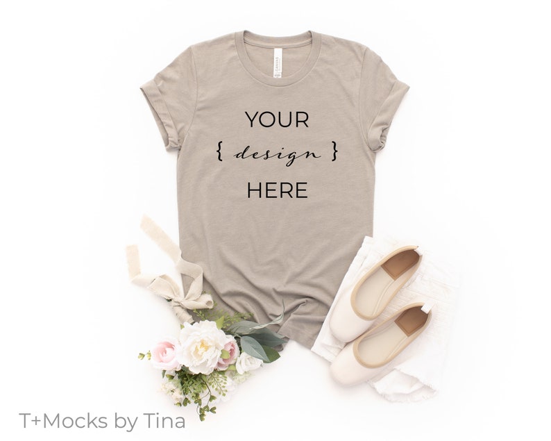 Heather Stone T-shirt Mock up Bella Canvas Feminine Spring - Etsy