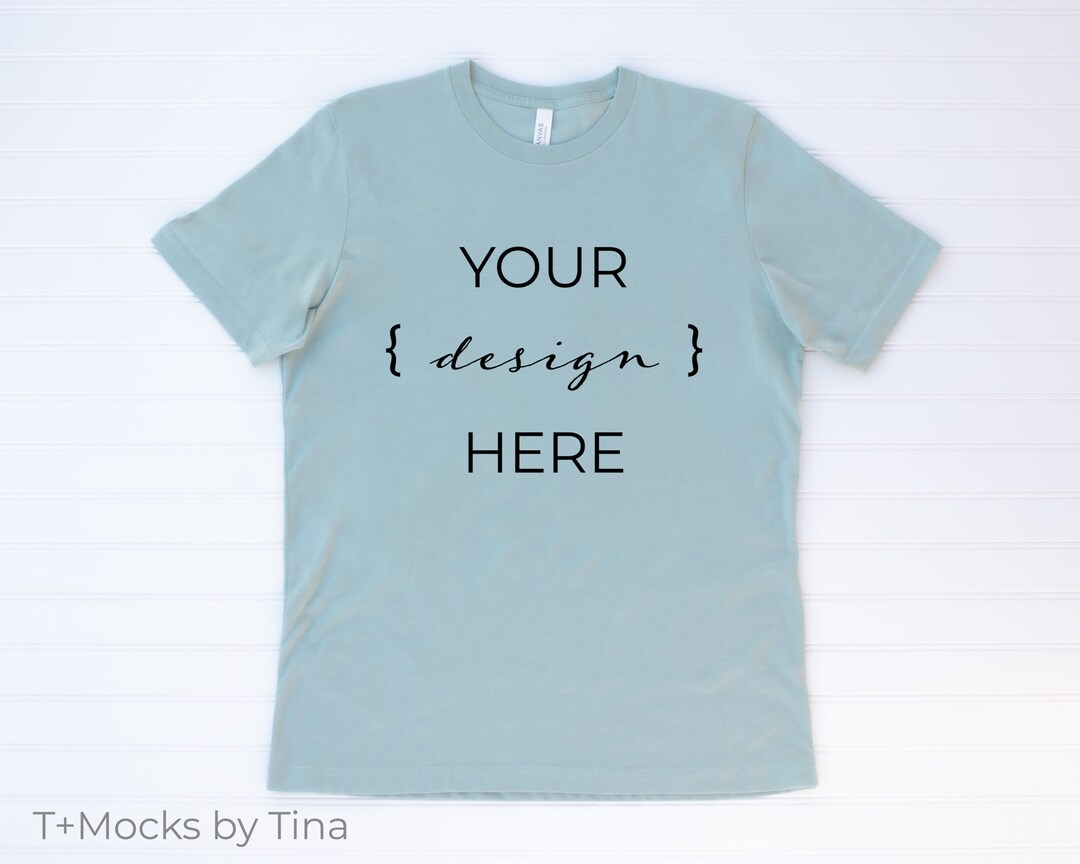 Heather Dusty Blue T-shirt Mock up | Bella Canvas Unisex 3001 Flat Lay ...