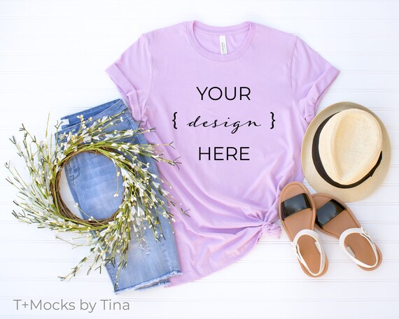 Bella Canvas Lilac T-shirt Mock up 3001 T-shirt Flat Lay - Etsy