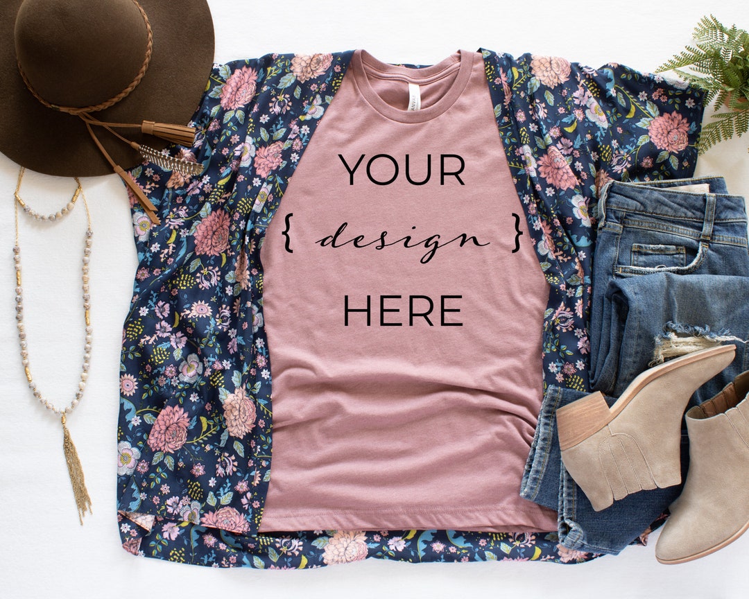 Heather Mauve Bella Canvas 3001 | Flat Lay Shirt Mockup | Bella 3001 ...