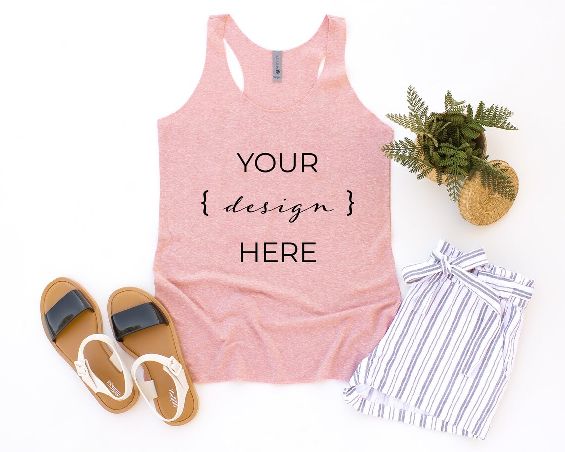 Next Level Desert Pink Tank Top Mock up | 6733 Tank Top Mockup | Summer ...
