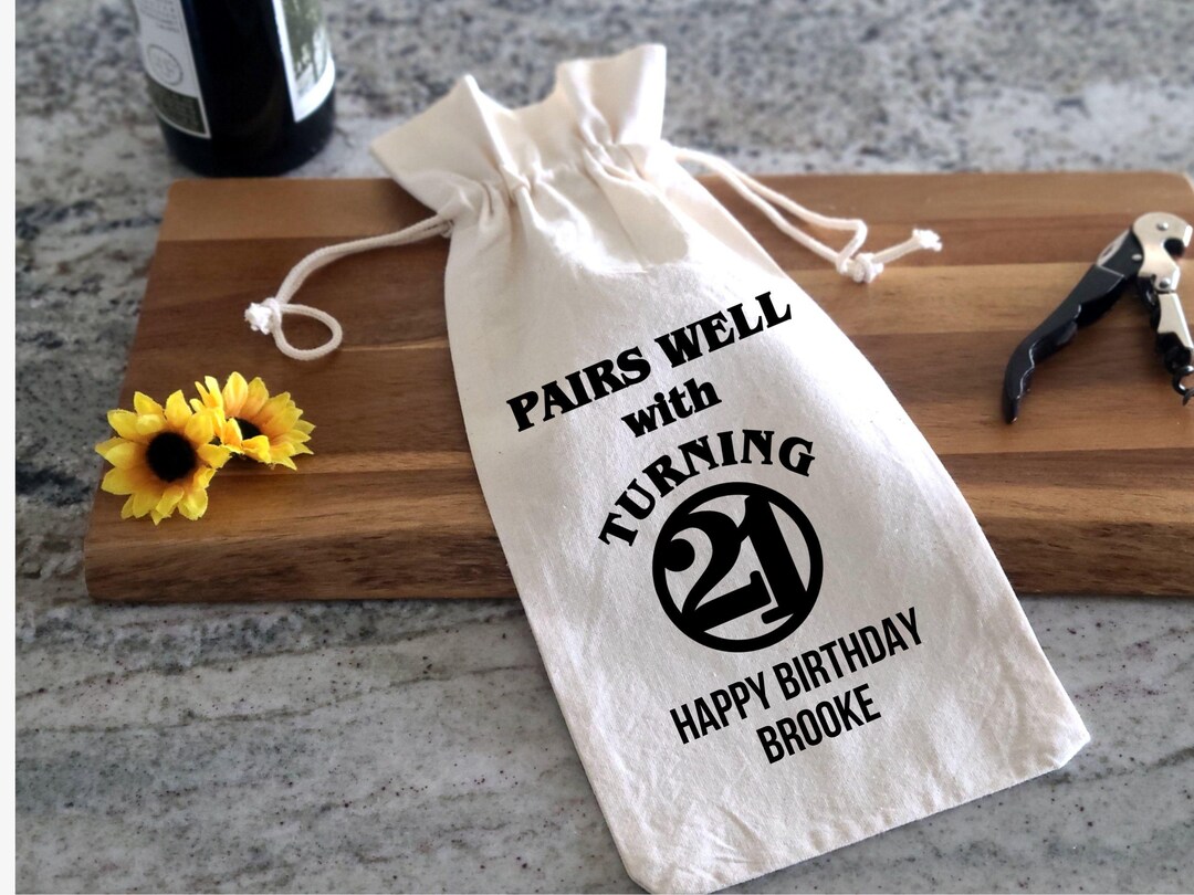 Personalized 21st Birthday Gift, Bottle Bag, Bday Party Favor, 21st ...