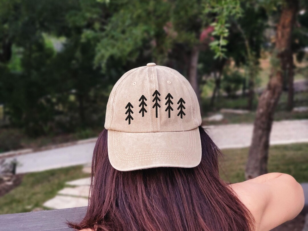 Simple Nature Hat, Trees Mountain Hat, Minimalist Baseball Cap, Camping ...