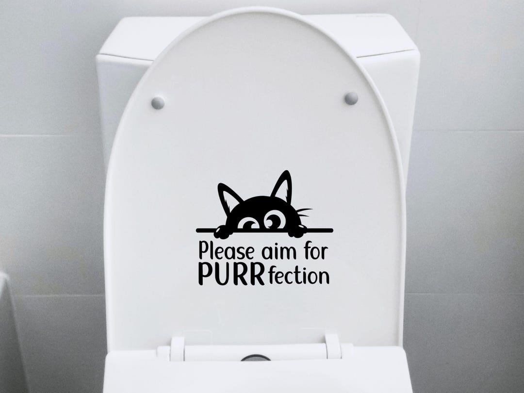 Cat Toilet Decal Sign: Cute Friendly Reminder to Aim for Purrfection ...