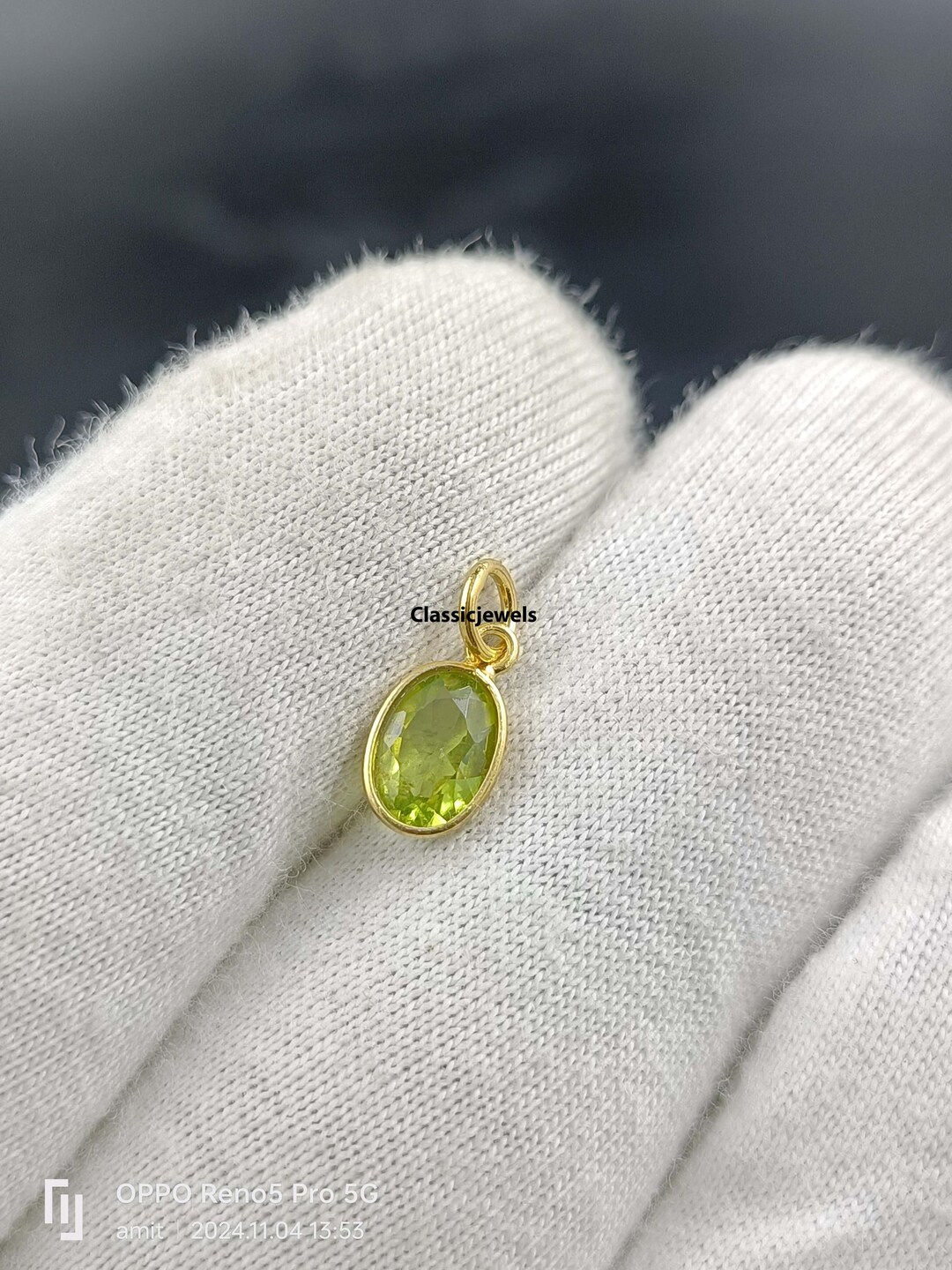 Peridot 18k Solid Gold Charm, Natural Peridot Charm, Gold Charm, Oval ...