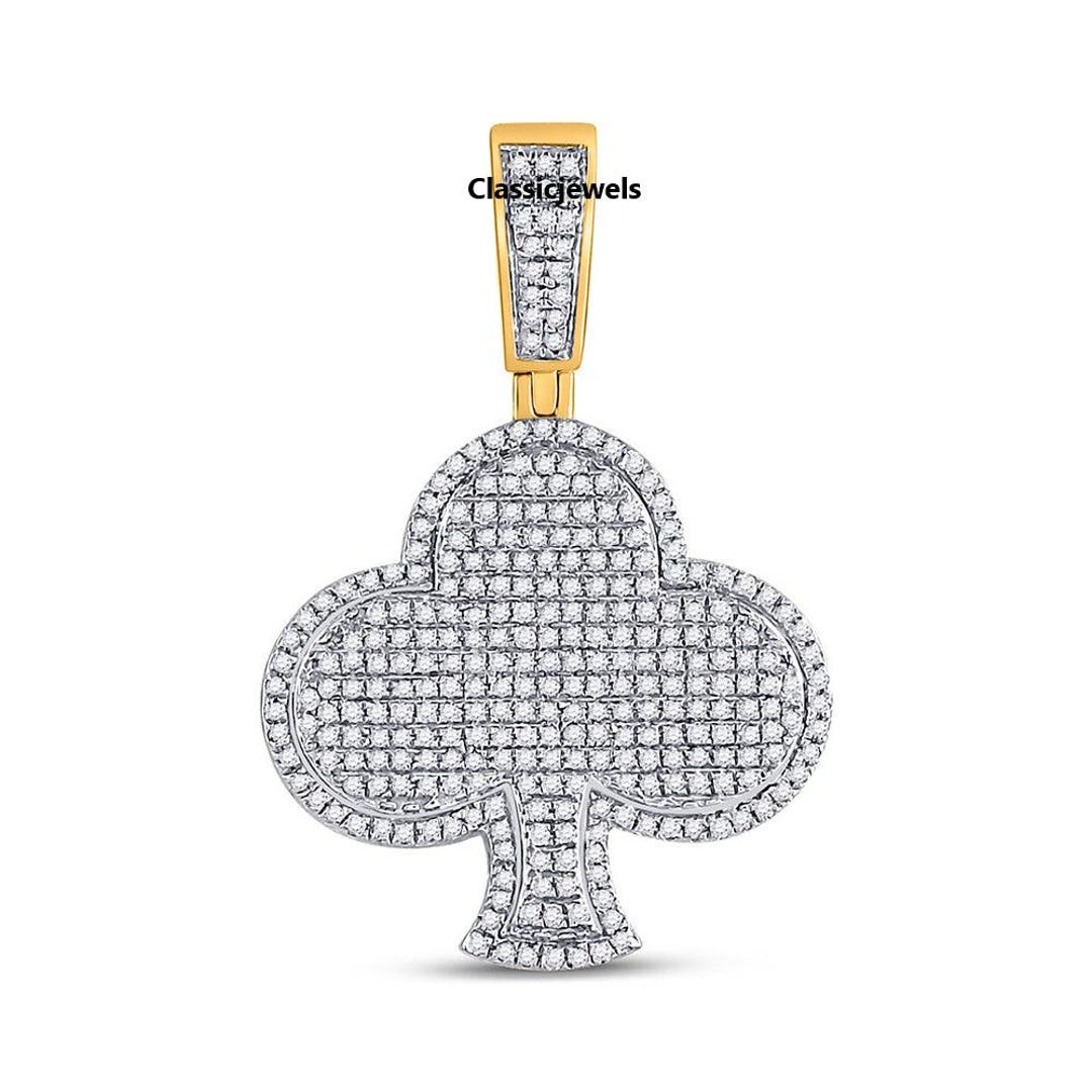 Beautiful Clover Flower Diamond Charm, 925 Sterling Silver Cluster ...