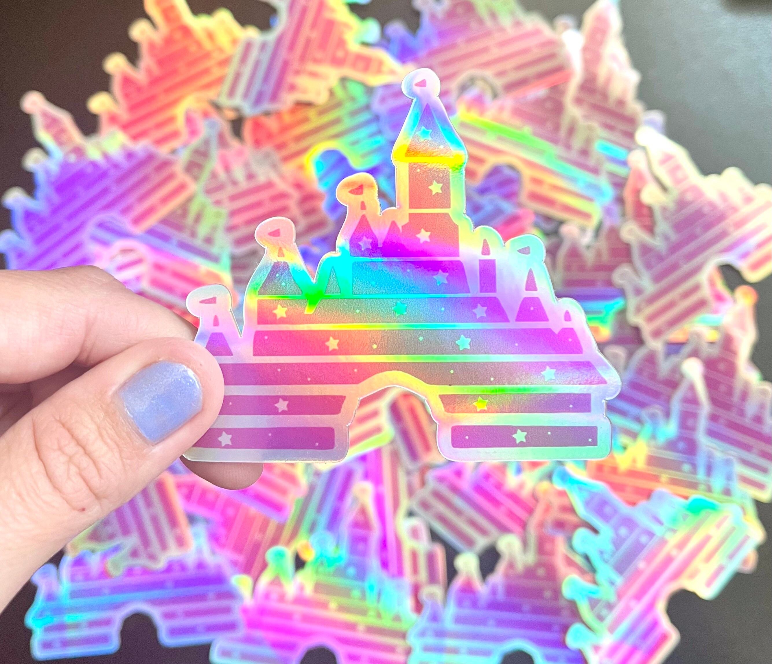 Holographic Magical Castle Sticker - Etsy