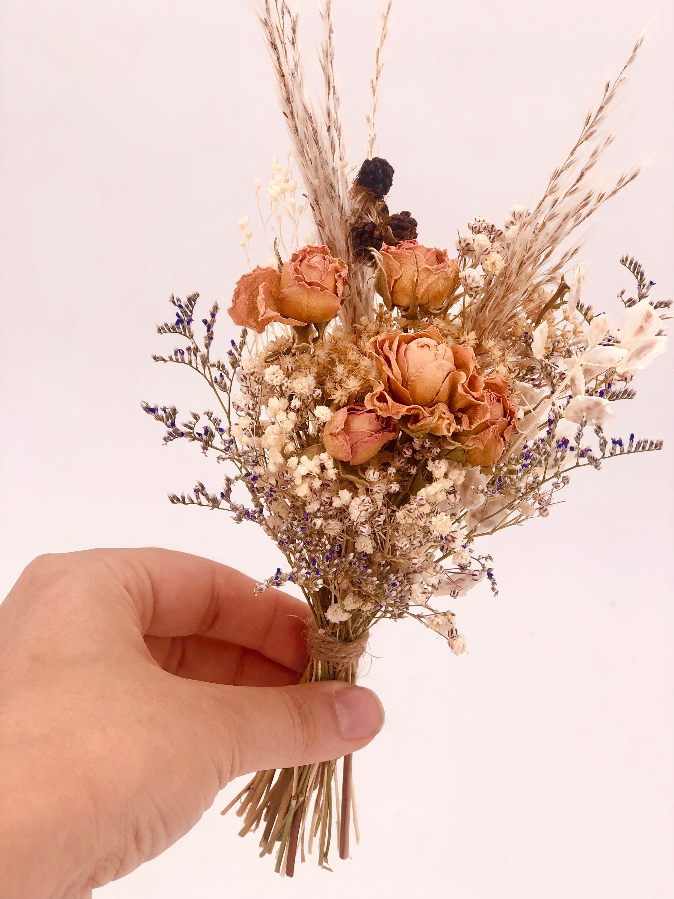 Petite Mini Dried Flower Bouquet, Natural Everlasting Dry Flowers ...