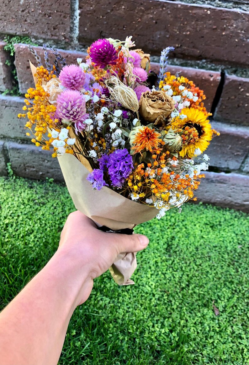 Petite Dried Flower Bouquet Small Dry Floral Arrangement | Etsy