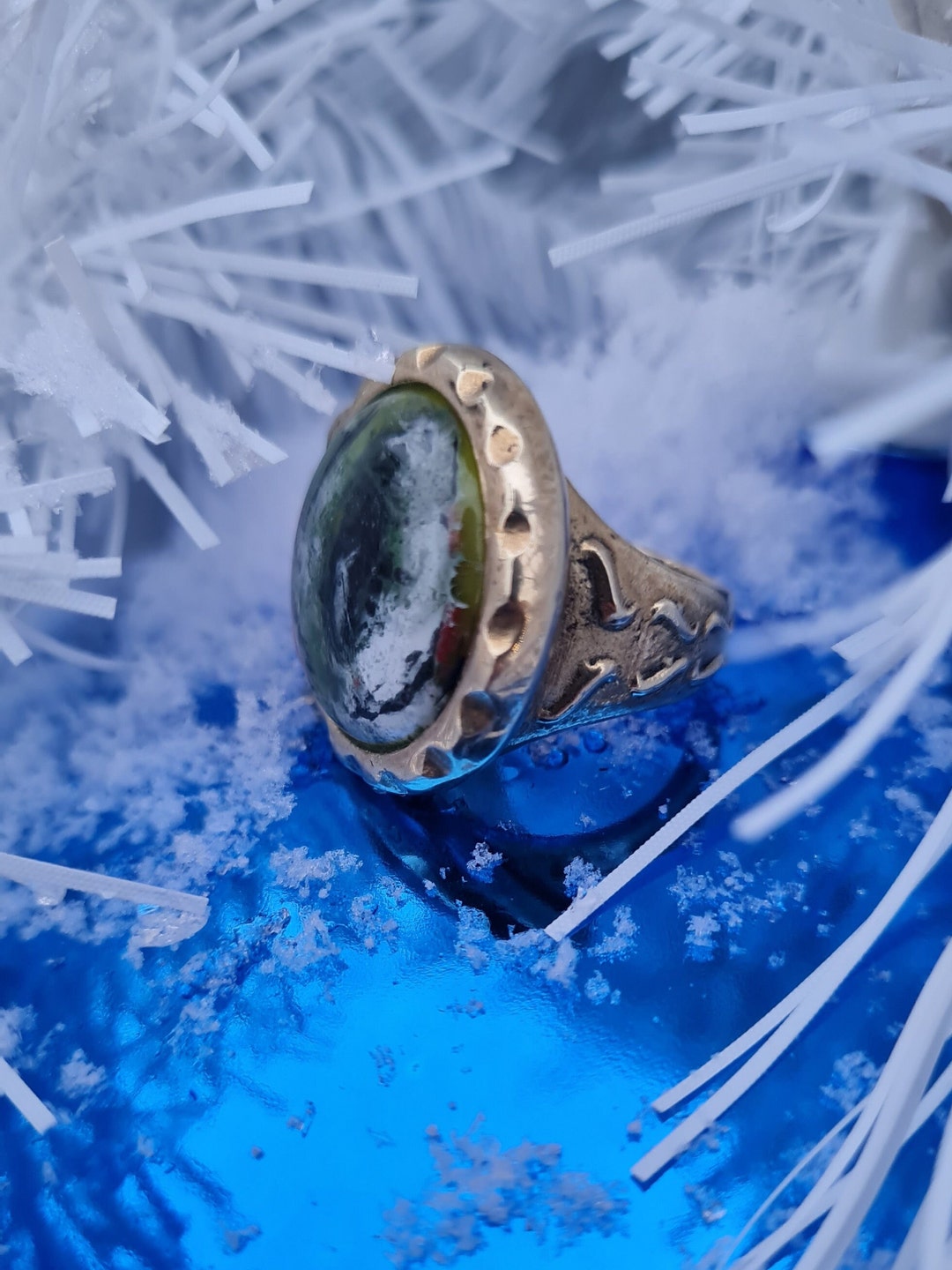 Bronze Ring Painted by Hand, Reflecting the Beauty of the Universe. the ...