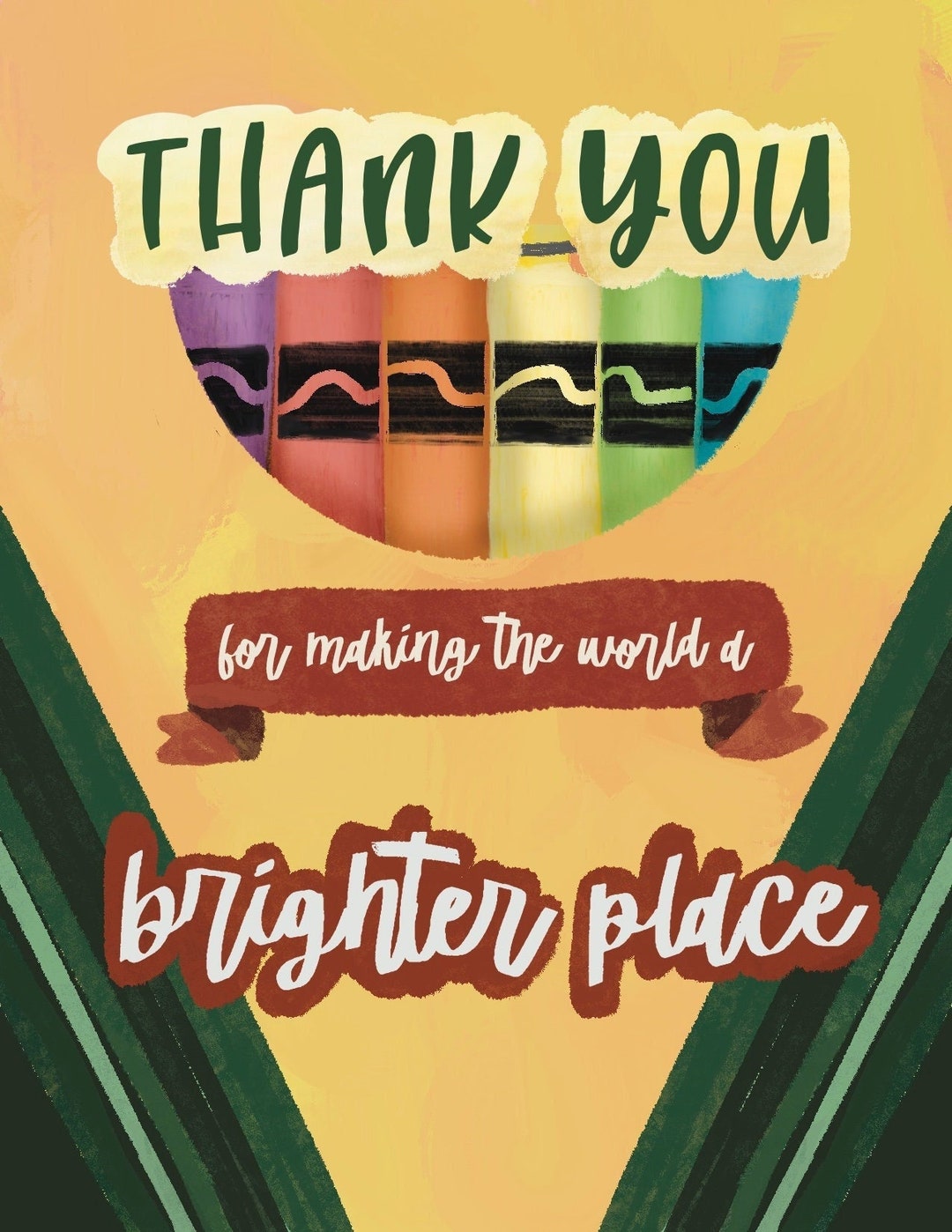 Crayon Thank You Card thank You for Making the World a - Etsy