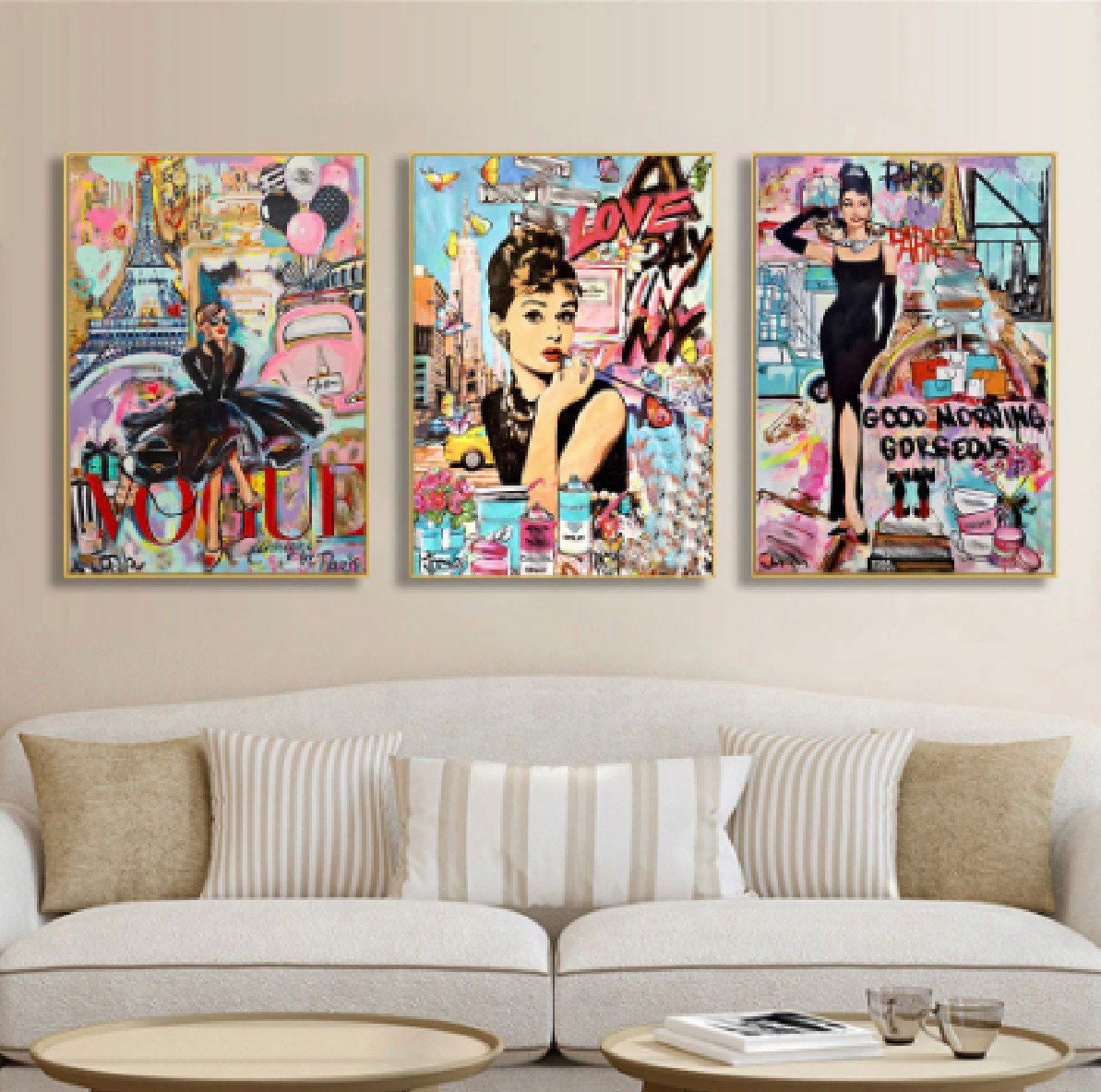 Multi Tiffany Graffiti Canvas Motivation Success Canvas Wall Art Collection for Home Office Free ...