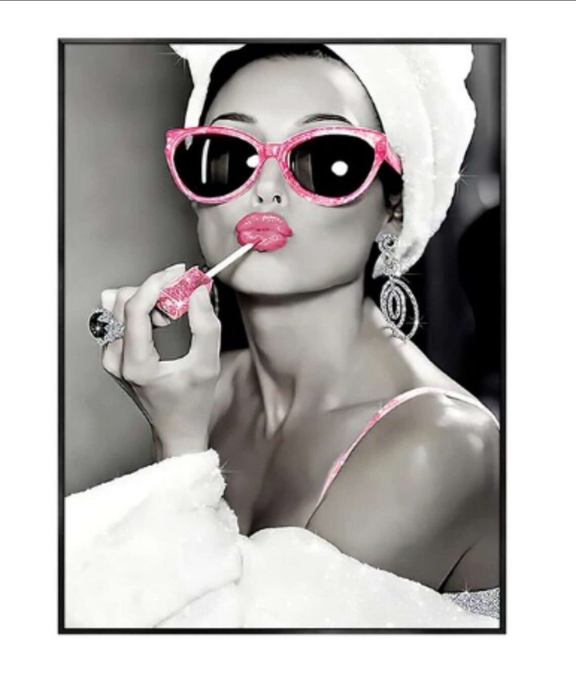 Glamorous Woman Canvas Art: Pink Lipstick, Fashion Bathroom Decor - Etsy