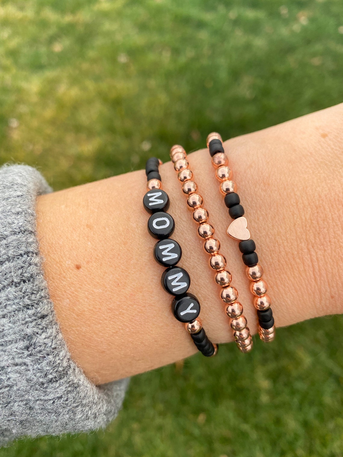 Rose Gold Bead Bracelet Beaded Bracelet Set Rose Gold Name Etsy rose-gold-bead-bracelet-beaded-bracelet-set-rose-gold-name-etsy