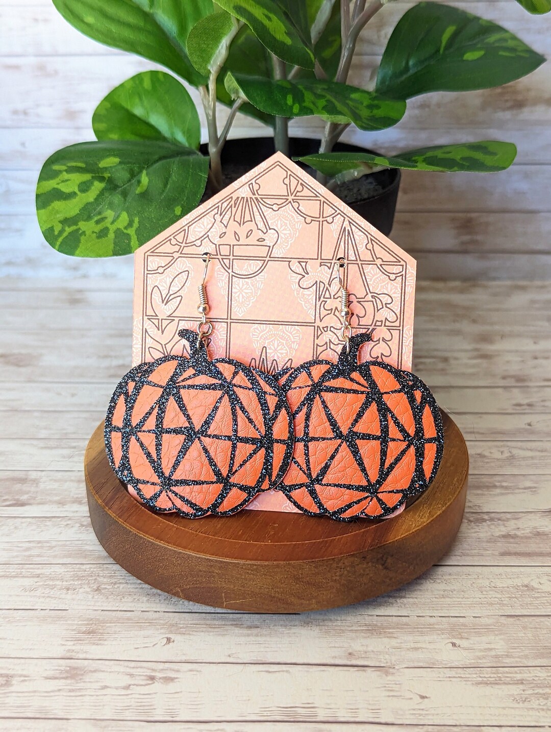 Faux Leather Pumpkin Earrings, Sparkly Pumpkin, Glitter Pumpkin, Large ...