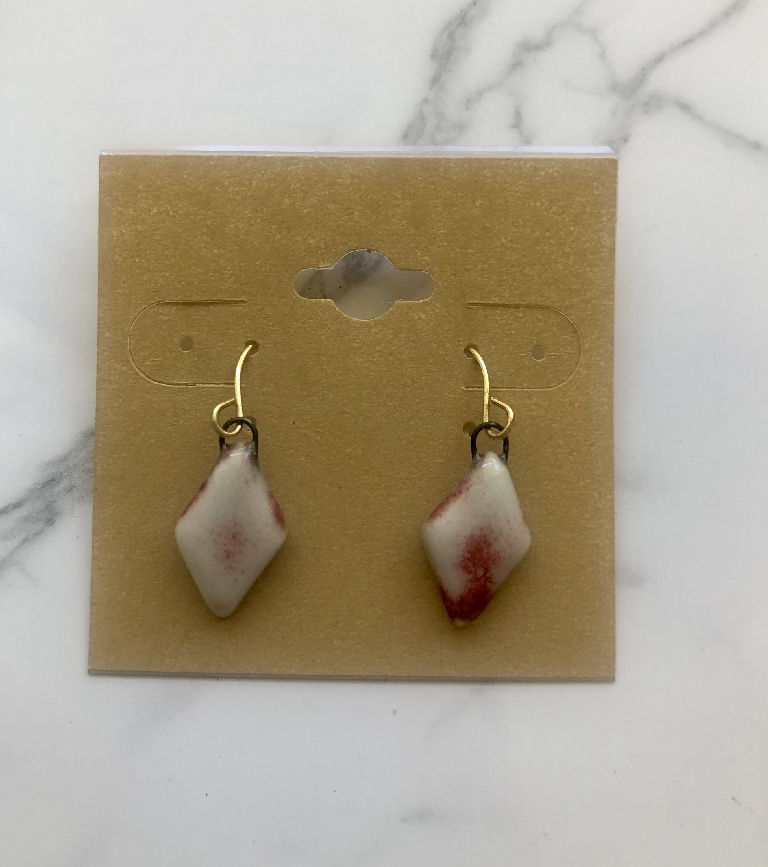 Red Tie-Dye Diamond Drop Earring Ceramic Earring Handmade ...