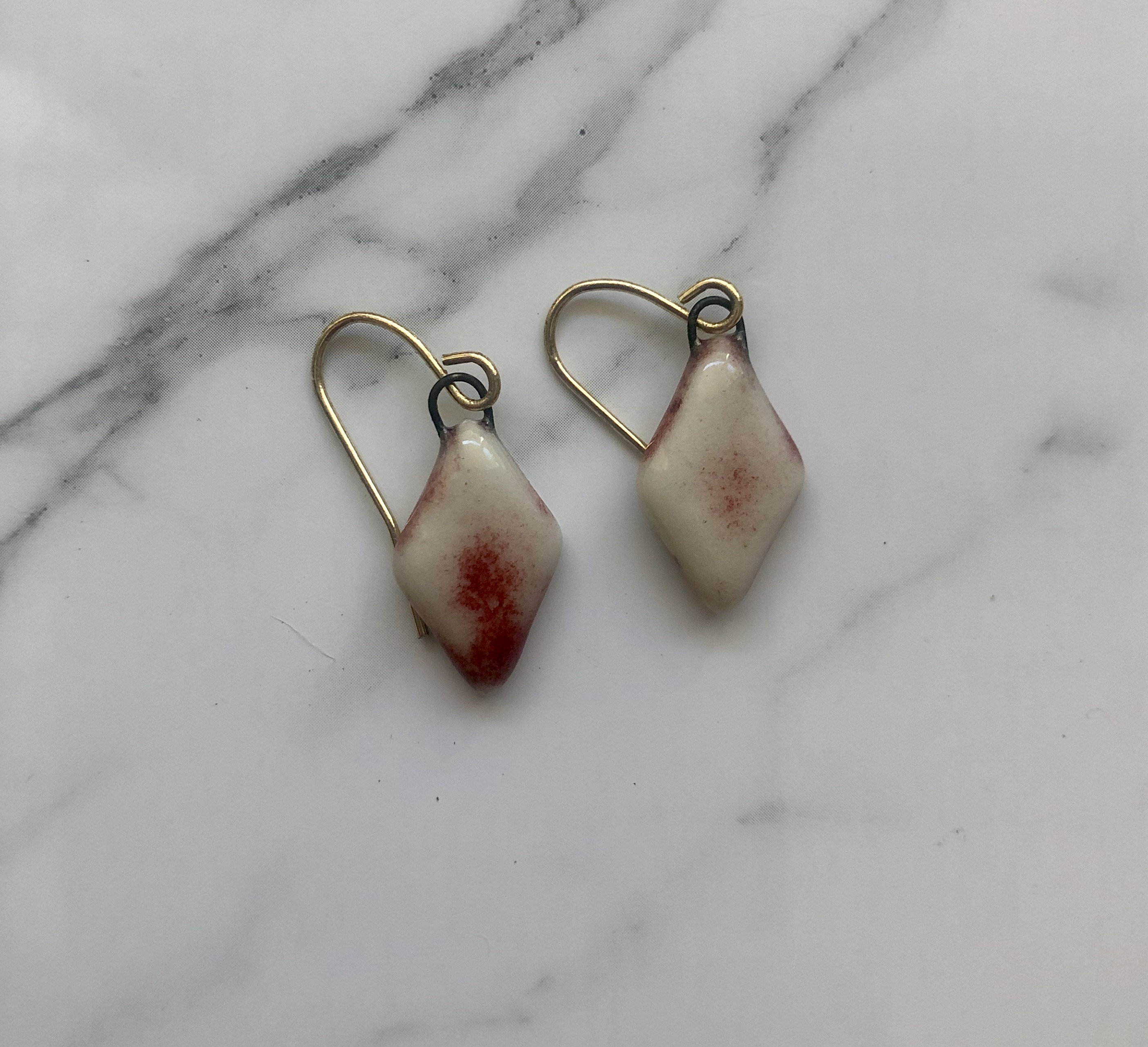 Red Tie-Dye Diamond Drop Earring Ceramic Earring Handmade ...