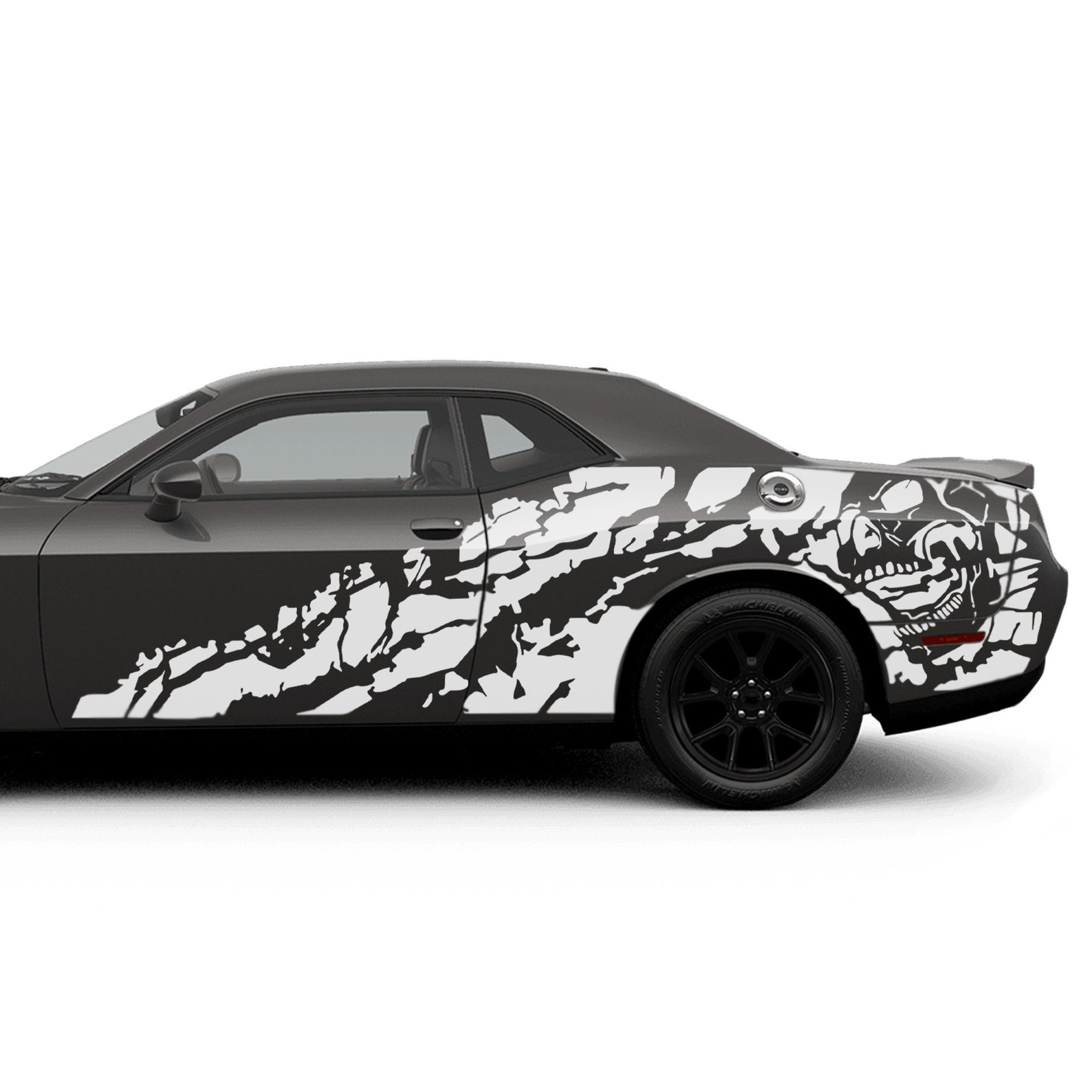 Nightmare Scull Decal Sticker Sports Compatible With Dodge Challenger ...