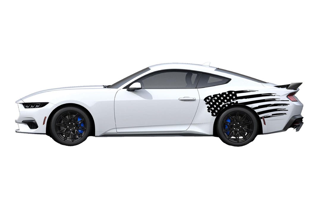 2x Decal Compatible With Ford Mustang Side Fender US Flag Wrap Decal ...