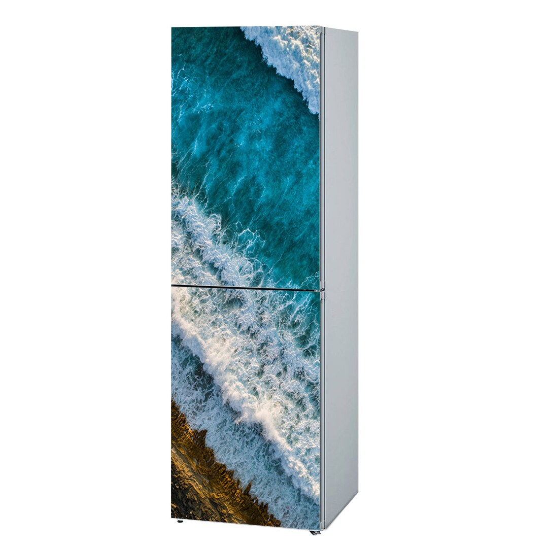 Sea Waves Design Home Refrigerator Door Decal Wrap Lamination - Kitchen ...